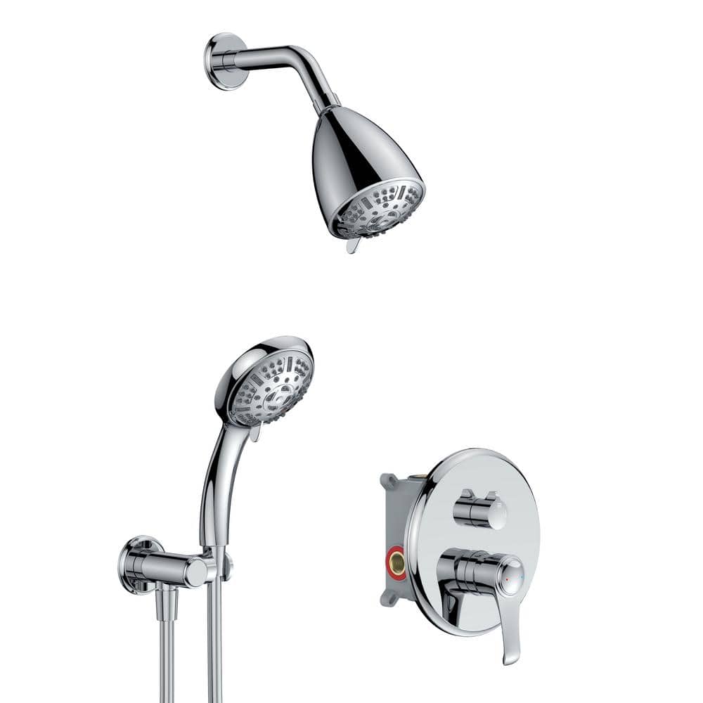 INSTER 9-Spray Dual Wall Mount Fixed and Handheld Shower Head Combo 2 ...