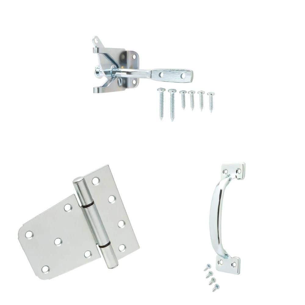 Everbilt Zinc-Plated Gate Latch, 3-1/2 in. Tee Hinge, and 6-1/2 in ...