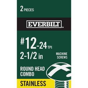Everbilt #12-24 x 2-1/2 in. Stainless Steel Combo Round Head Machine ...