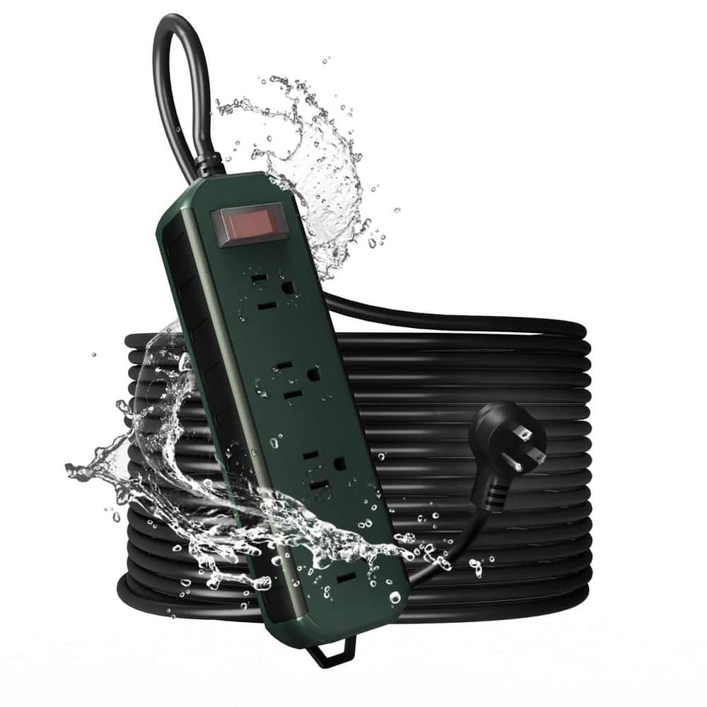 Lukyamzn 100 ft Outdoor Waterproof Extension Cord with Surge Protection ...