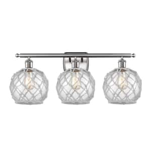 Innovations Farmhouse Rope 26 in. 3-Light Polished Nickel, Clear Glass ...