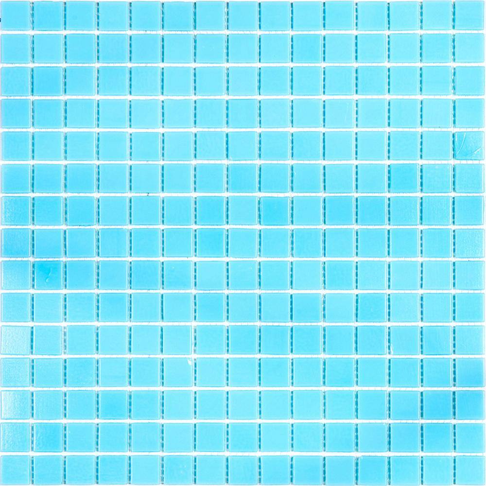 Apollo Tile Dune 4 in. x 6 in. Glossy Aqua Blue Glass Mosaic Uniform ...