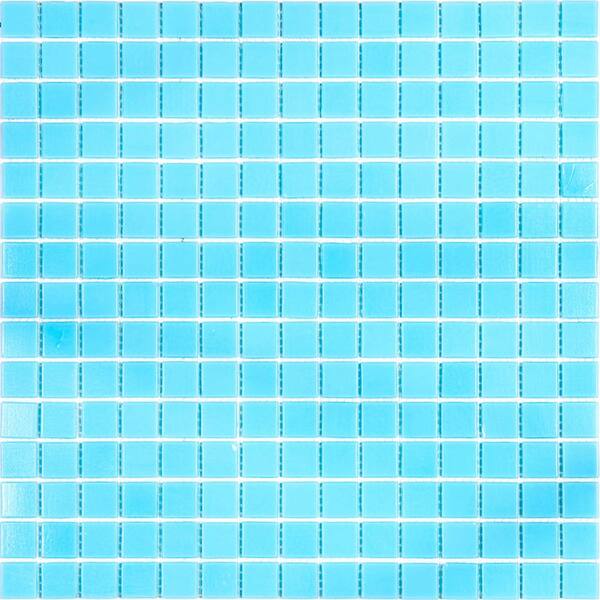 Apollo Tile Dune 4 in. x 6 in. Glossy Aqua Blue Glass Mosaic Uniform ...