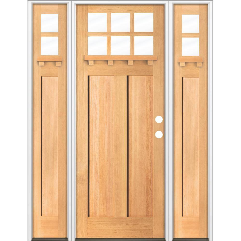 Krosswood Doors 64 in. x 96 in. Craftsman 6-Lite Clear Glass Left-Hand ...