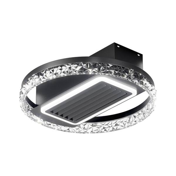 20 in. LED Indoor Black Bladeless Ceiling Fan with Lights Remote ...