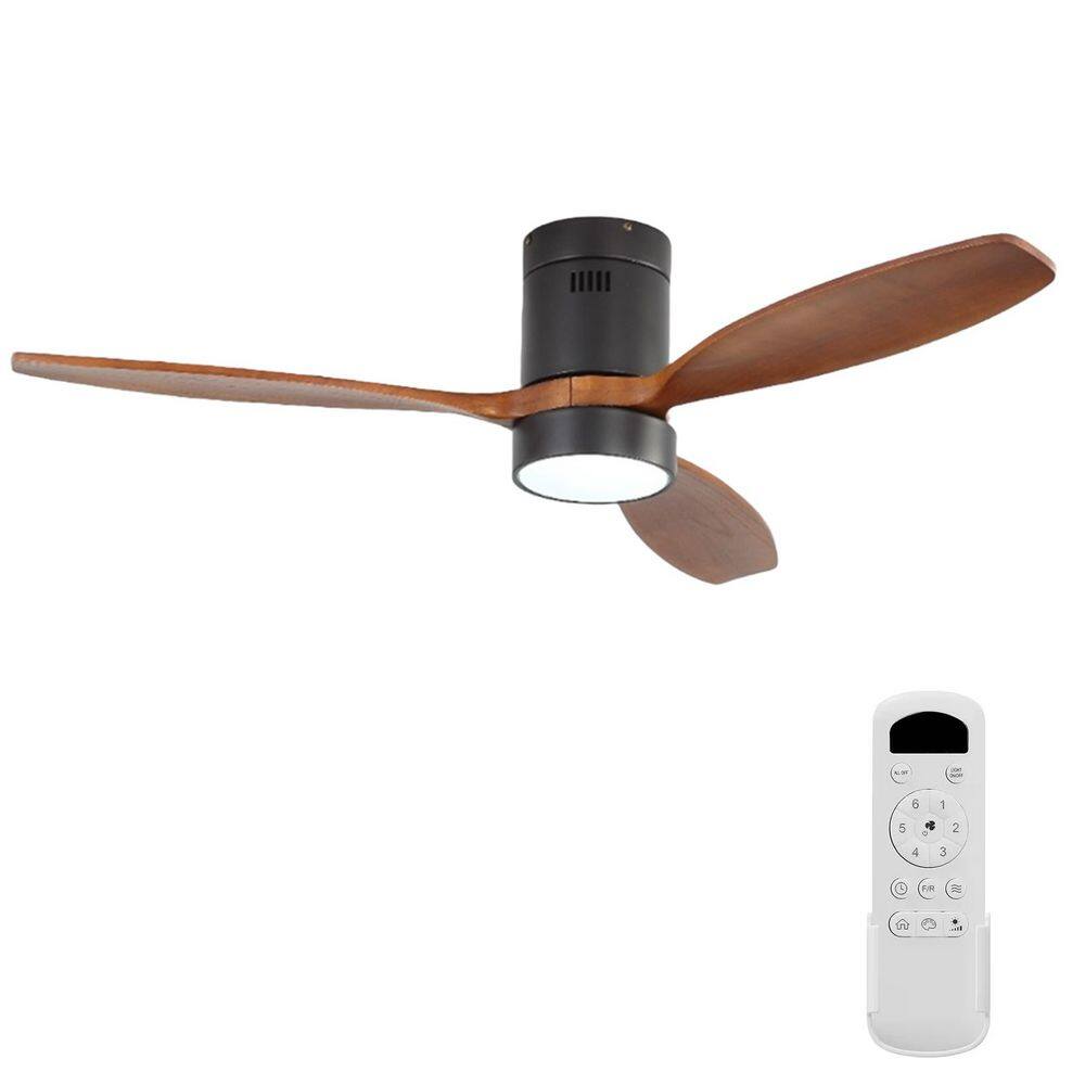CACI Mall 52 in. Indoor/Outdoor Standard Flush Mount Black Ceiling Fan ...