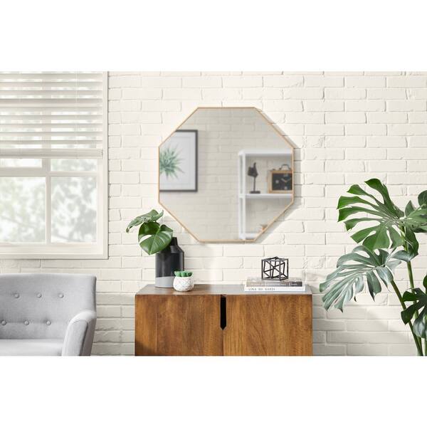 StyleWell Medium Modern Octagon Gold Framed Mirror (27 in. W x 27 in. H ...