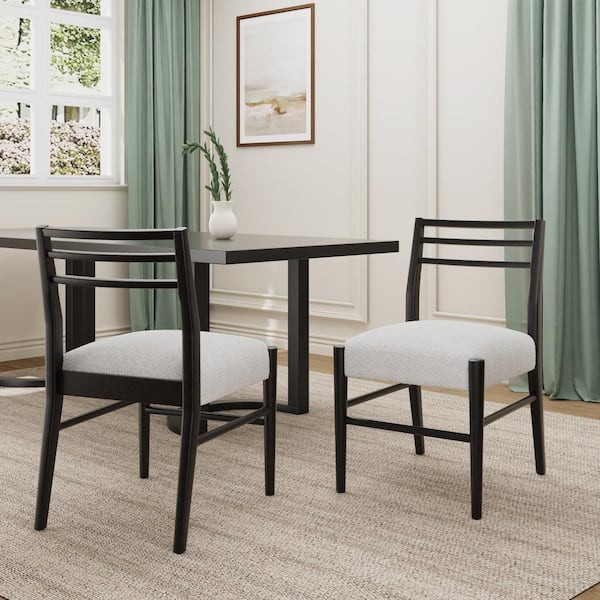 CHRISTOPHER KNIGHT HOME Inspa Modern Beige Upholstered Dining Chairs with Black Wood Frame Set of 2 114748