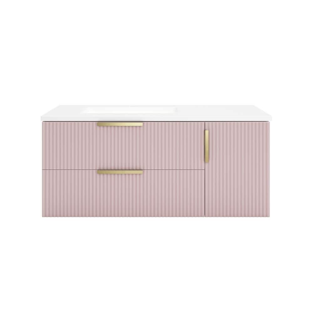 Fresca Camille 36 in. Single Sink Wall Mount Vintage Rose Bath Vanity ...