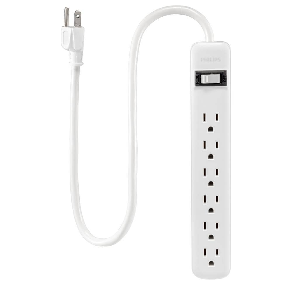 Philips 6 Outlet 2 ft. Indoor Power Strip White SPS3693W/37 - The Home ...