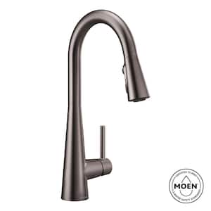 MOEN Sleek Matte Black 15.56 in. H Pull Down Sprayer Kitchen Faucet ...