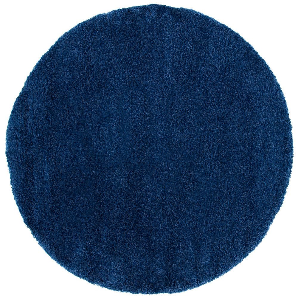 SAFAVIEH Milan Shag Navy 8 ft. x 8 ft. Solid Flokati Round Area Rug ...