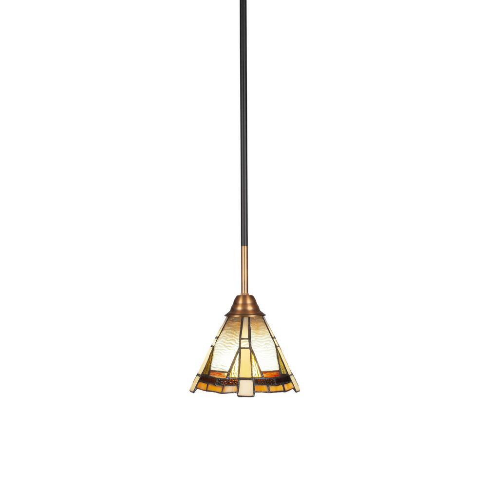 Madison 100-Watt 1-Light Matte Black and Brass Shaded Pendant Light ...