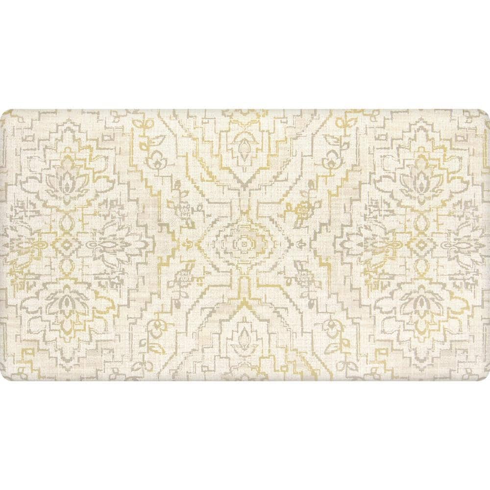 StyleWell Beige Medallions 20 in. x 36 in. Anti-Fatigue Non-Slip Indoor ...
