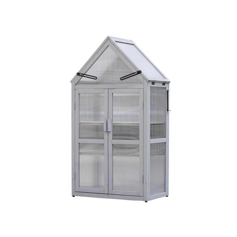 LATTOY 2 x 1 ft. Wooden 3-Tier Foldable Cold Frame Greenhouse ...