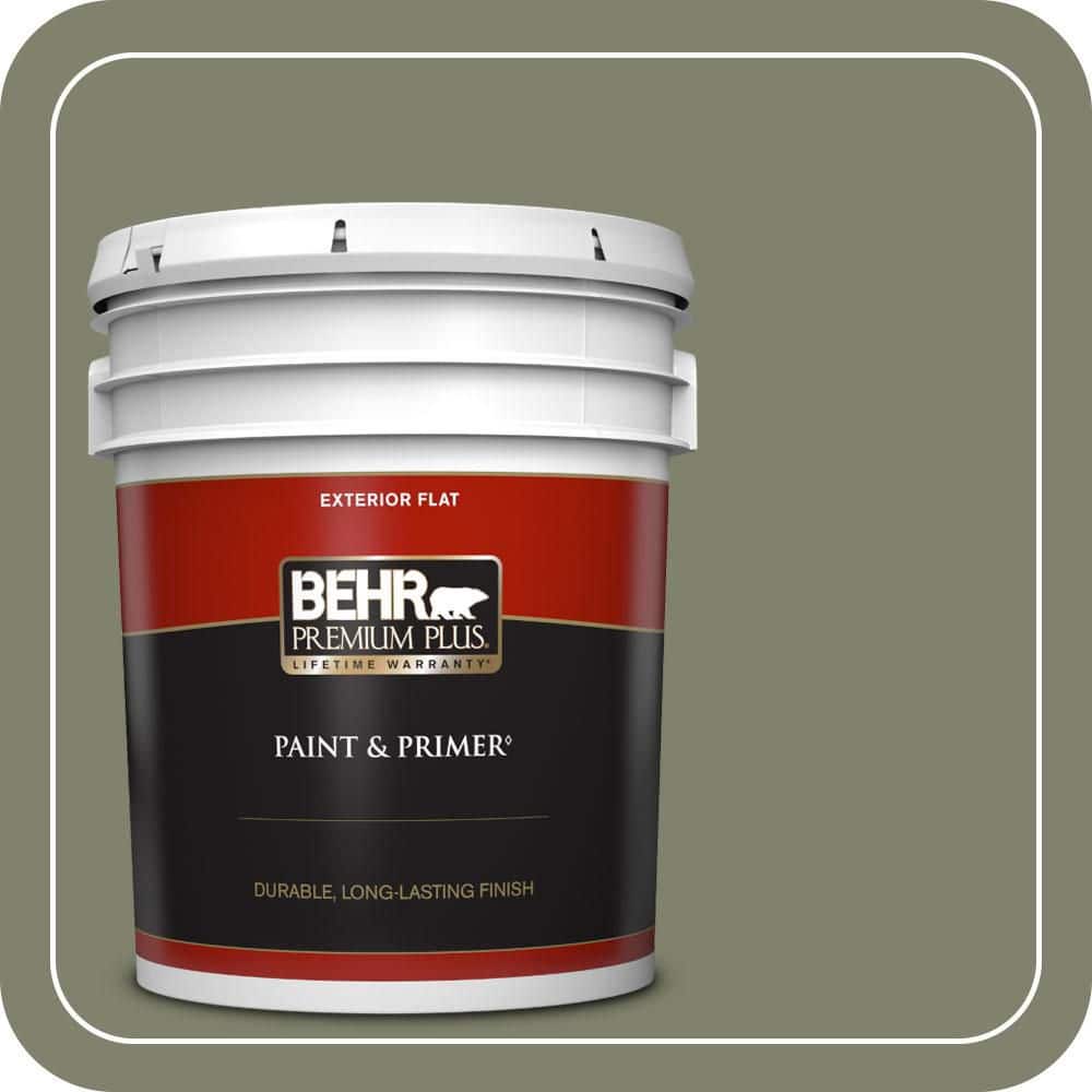 BEHR PREMIUM PLUS 5 gal. #PPU10-18 Lizard Green Flat Exterior Paint ...