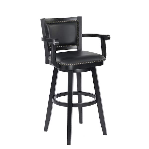 Boraam Broadmoor 36 in. Extra Tall Black High Back Wood Swivel Stool ...