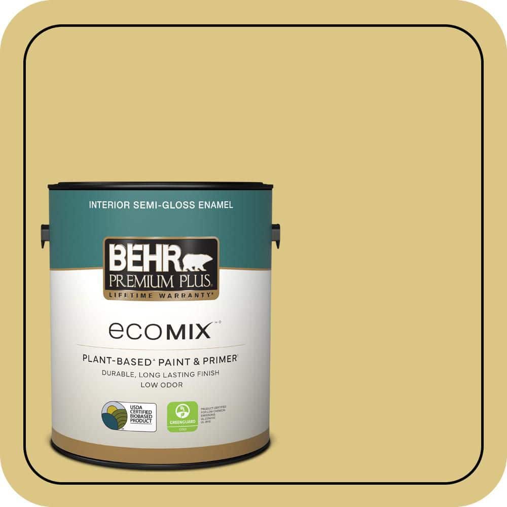 BEHR PREMIUM PLUS 1 gal. #390D-5 Sea Kelp Semi-Gloss Enamel EcoMix ...