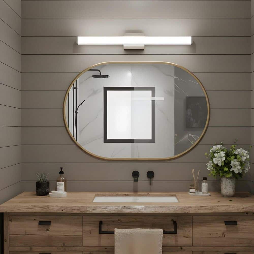 RCCFBHM 32. 7in. 1-Light Chrome LED Bathroom Vanity Light Strip with ...