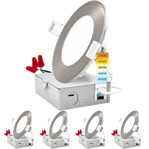 LUXRITE 4 in. Canless Ultra Thin J-Box 10-Watt CCT 2700K - 5000K ...