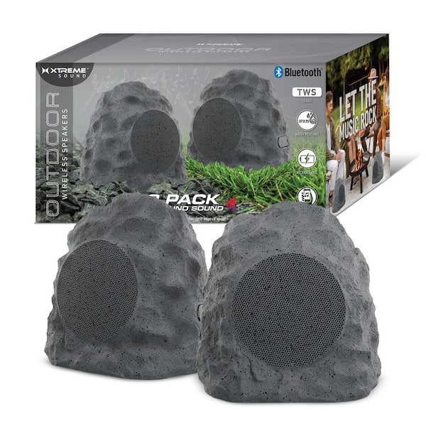 XTREME Rock Speakers Outdoor Waterproof 2 Pack-IPX5 Water-Resistant ...