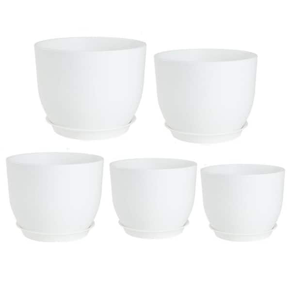 Large Matte White Plastic Indoor/Outdoor Planter (12.5 in. W x 10.5 in ...