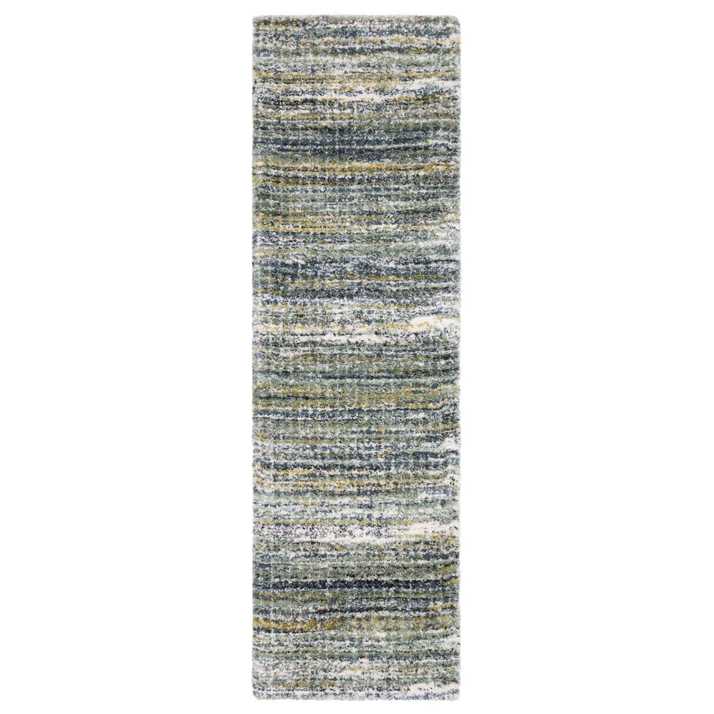 AVERLEY HOME Gale Green/Blue 2 ft. x 8 ft. Abstract Distressed Gridwork ...