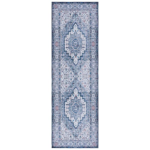 SAFAVIEH Tucson Beige/Green 3 ft. x 8 ft. Machine Washable Ikat Border ...