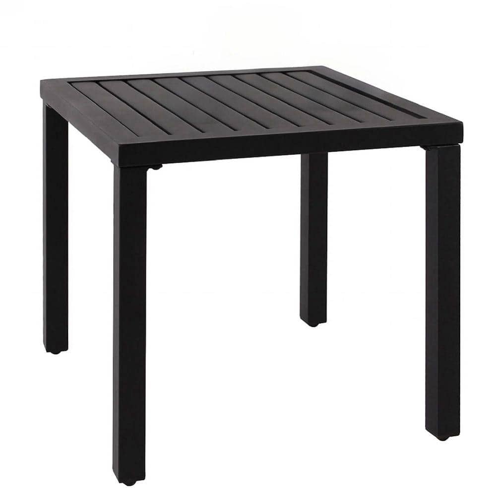 ESILOO Black Metal Patio Side Table 19x19 Inch, Outdoor Adjustable End ...