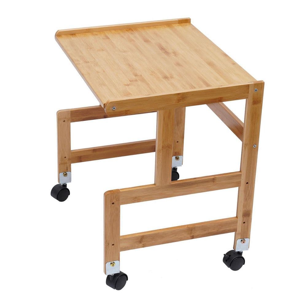 YIYIBYUS Single layer Bamboo Printer Stand with Wheels in Wood Color HG ...