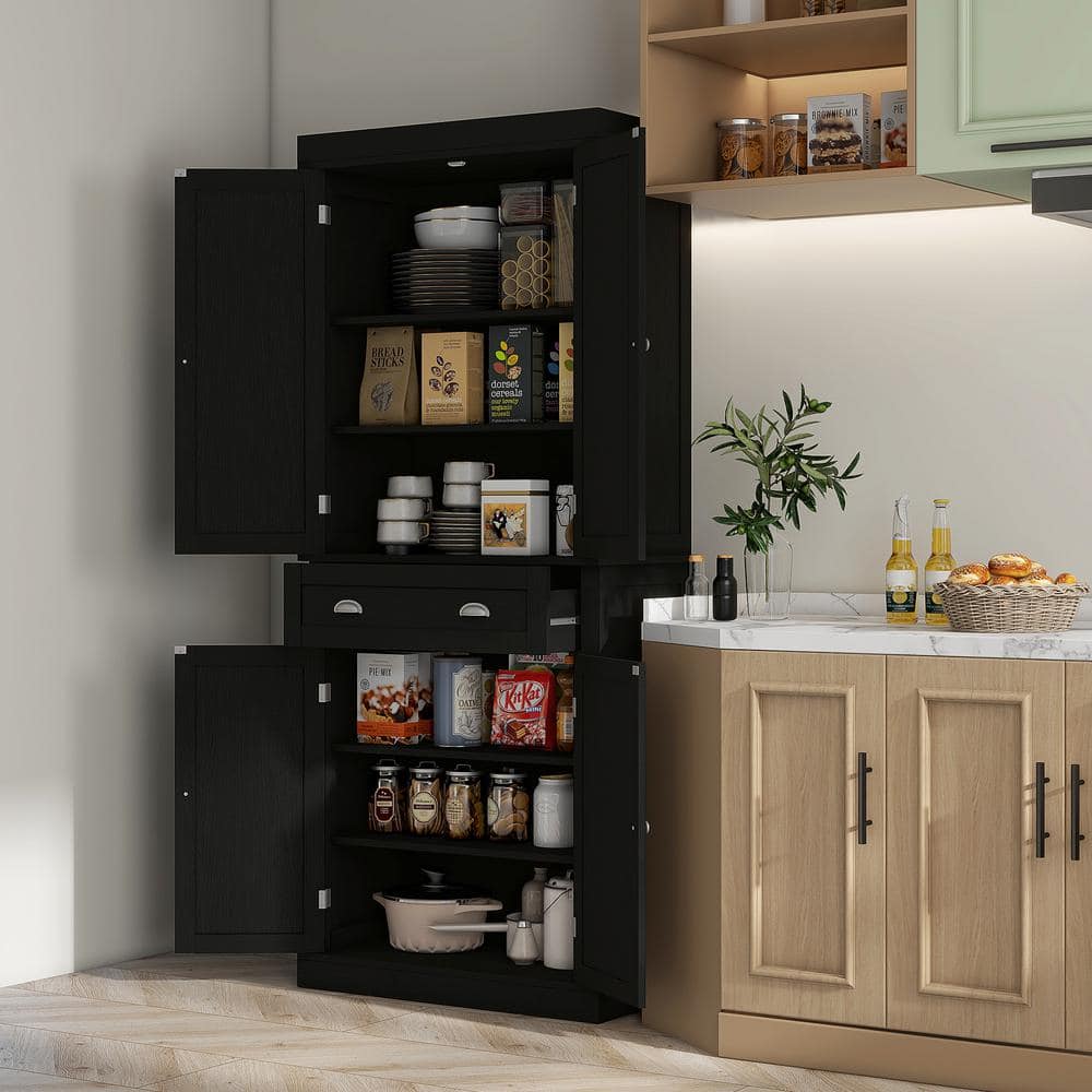 HOMCOM Kitchen Pantry 72 in. Accent Cabinet Office Storage Cabinet with ...