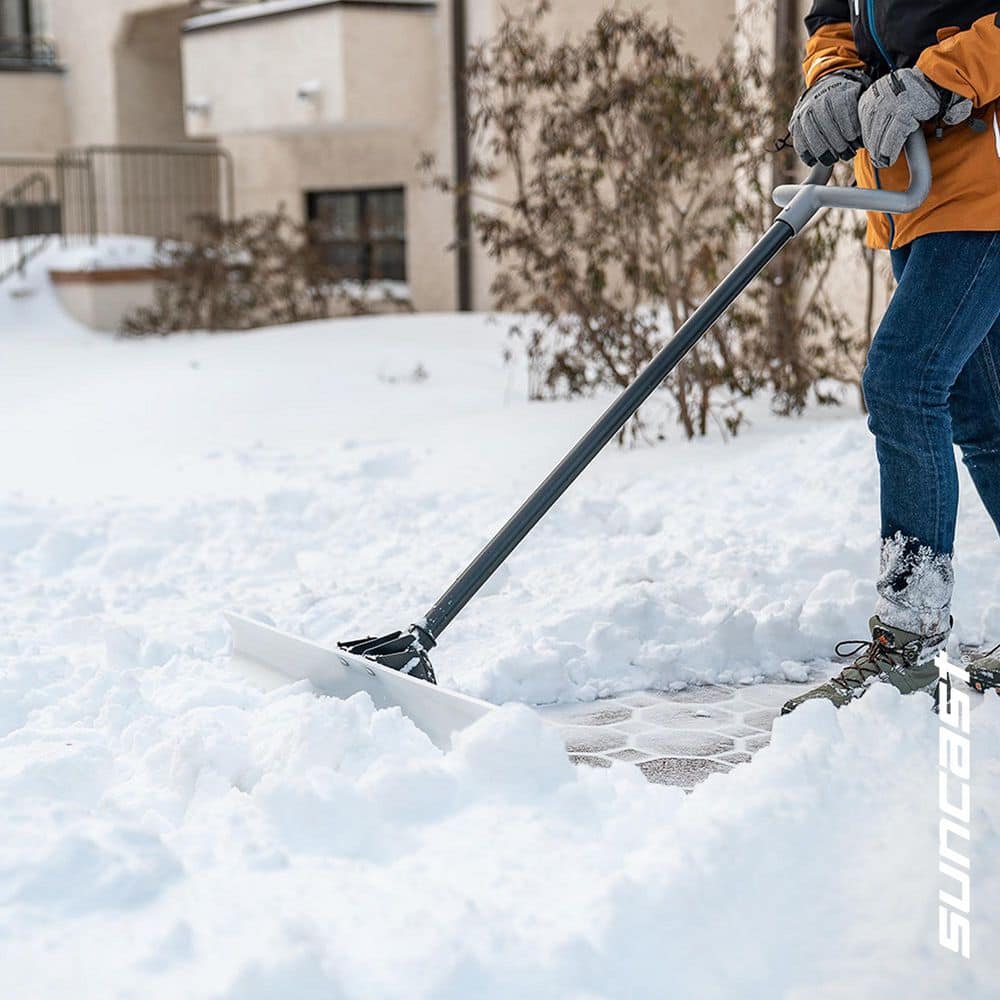 Suncast 52 in. Steel Handle Plastic Blade Snow Pusher SPUH2400D - The ...
