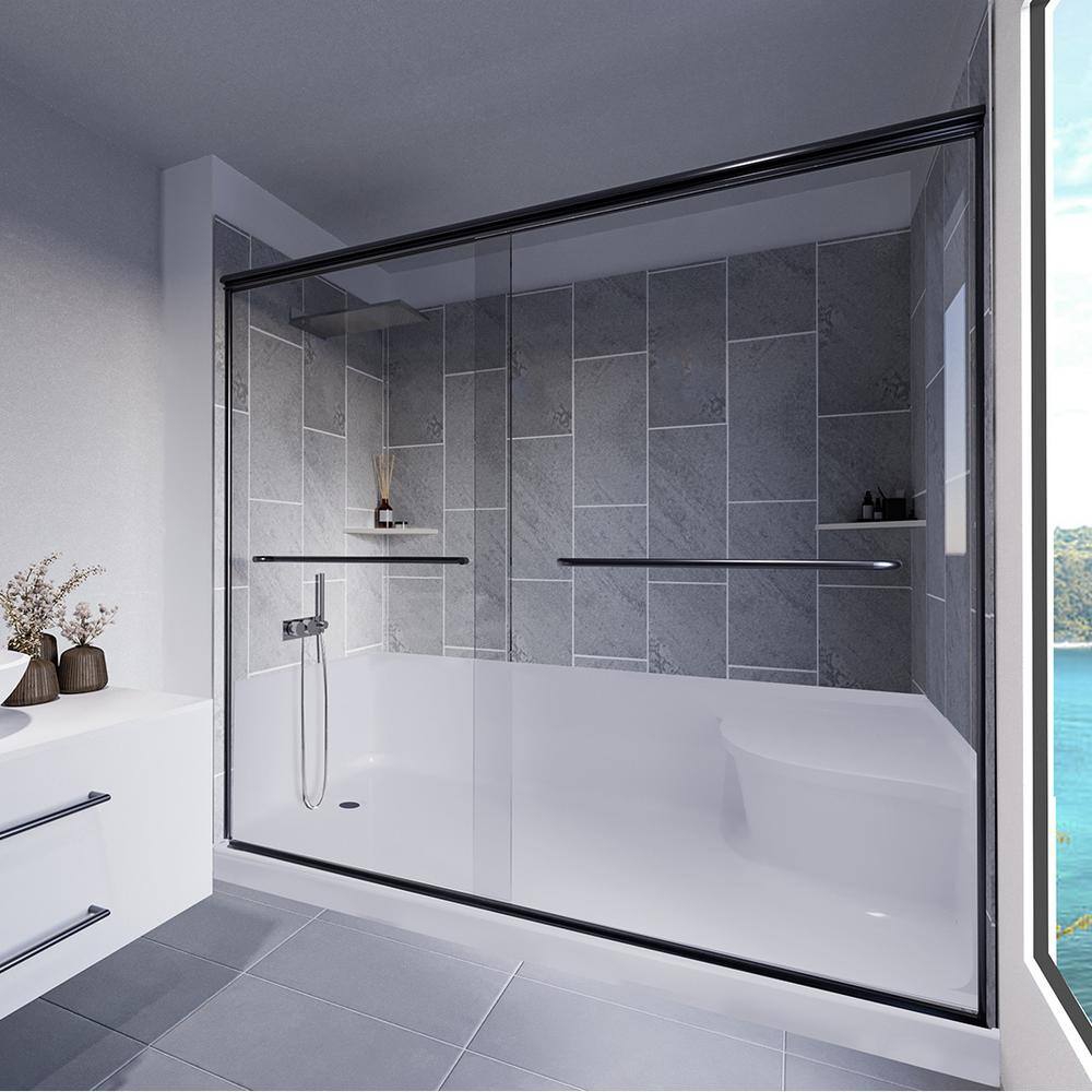 NuVo Slate Grey-Rainier 60 in. L x 32 in. W x 83 in. H Base/Wall/Door ...
