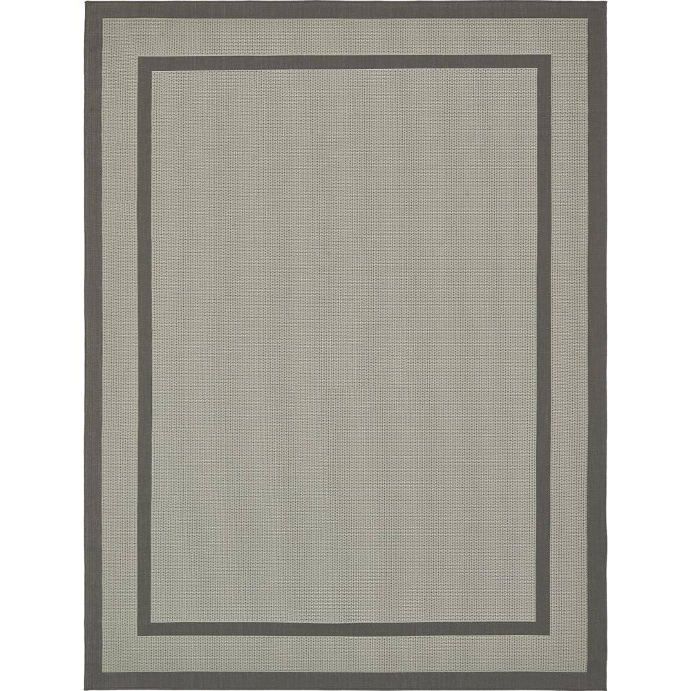 Unique Loom Outdoor Border Dark Gray 9' 0 x 12' 0 Area Rug 3135438 ...