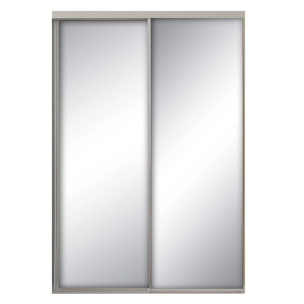Contractors Wardrobe 59 in. x 96 in. Savoy White Steel Frame Mirrored ...