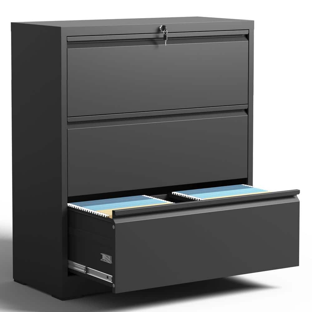 Reviews for CSC DECOR INC 3-Drawer Black Metal 35.43 in. W Lateral File ...