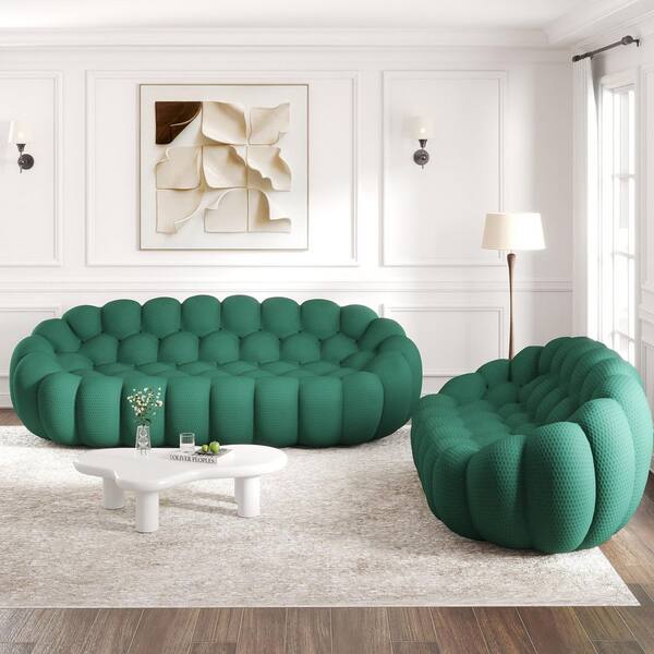 Magic Home (Set of 2) Bubble Couch, 98 in. Green Mesh Fabric Curved ...