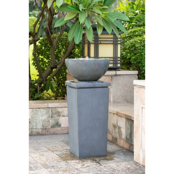 Benjara 41 in. Tall Rectangular Rock Tower Waterfall Fountain with ...