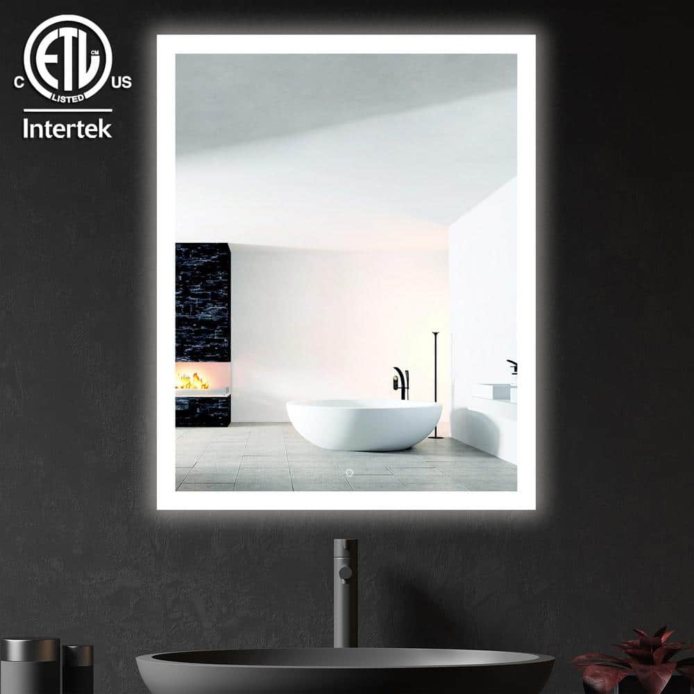 HOMLUX 24 in. W x 30 in. H Rectangular Frameless LED Light with Anti ...