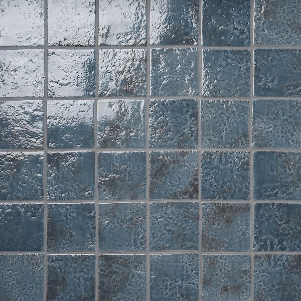 Ivy Hill Tile Elara Midnight blue 4.72 in. x 4.72 in. Glossy Textured ...