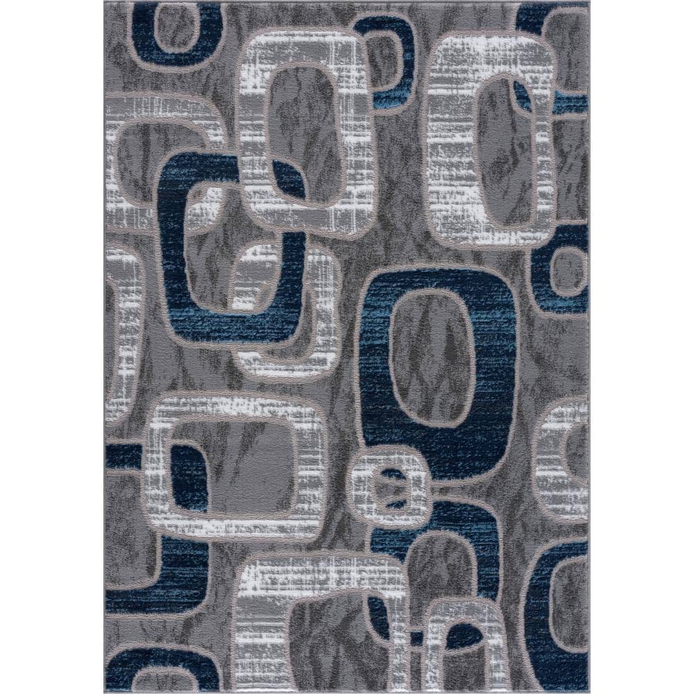 L'Baiet Emberly Blue Geometric 5 ft. x 7 ft. Area Rug SL425B57 Blue ...
