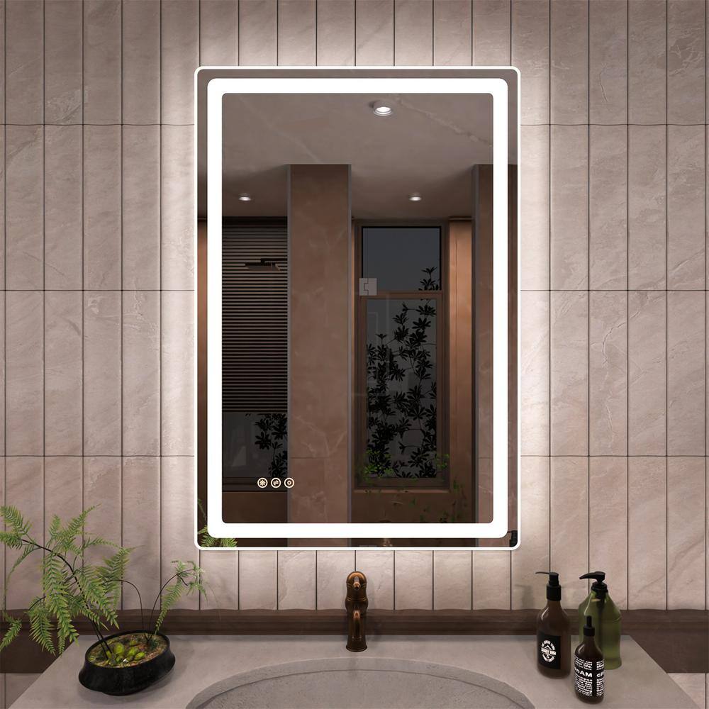 TaiMei 24 in. W x 36 in. H Round Corner Rectangular Frameless Wall ...