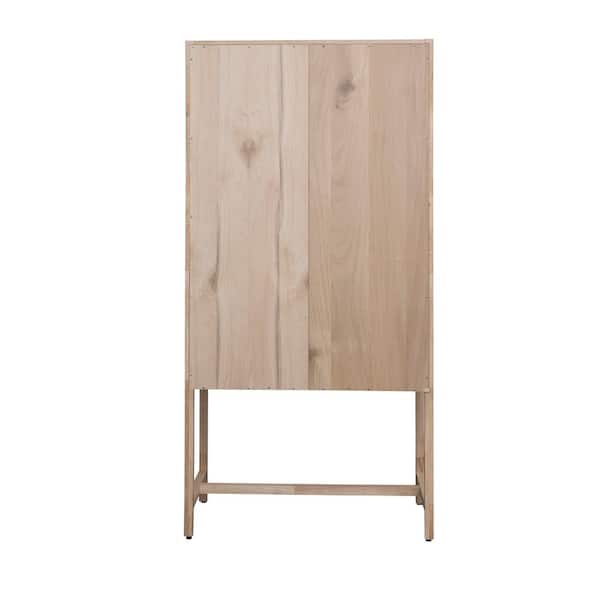Natural Farmhouse Cane and Beech Wood Cabinet