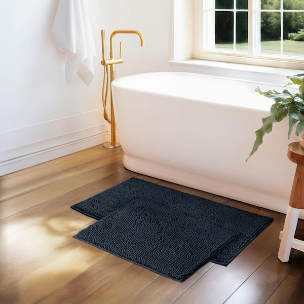 Becky Cameron Ultra Soft Navy Blue Chenille 2-Piece Bath Mat Set SHP-BM ...