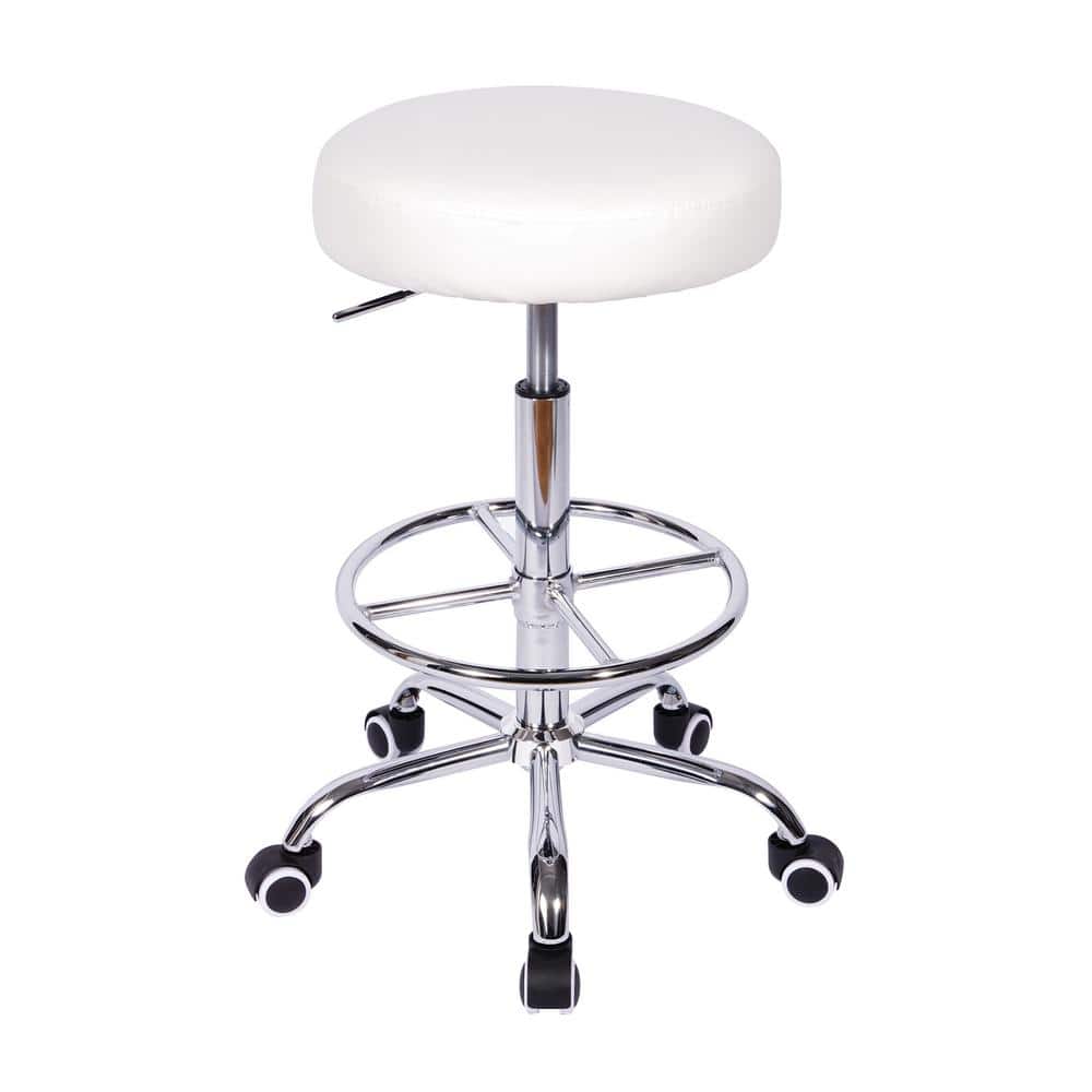 VECELO Office Stool Faux Leather Rolling Ergonomic Office Chair in ...