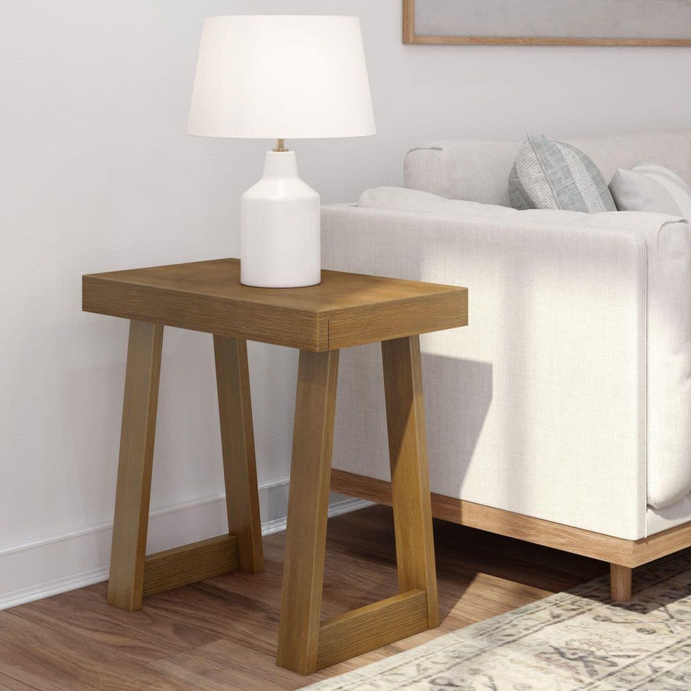 PLANK+BEAM Classic 25 in. Pecan Wirebrush Rectangle Wood End Table ...
