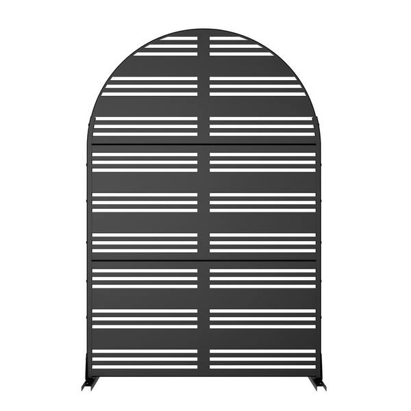 Lirago 72 in. x 47 in. Arched-Top Black Privacy Screen Galvanized ...