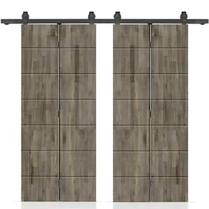CALHOME 44 in. x 80 in. Weather Gray Stained Hollow Core Pine Wood ...