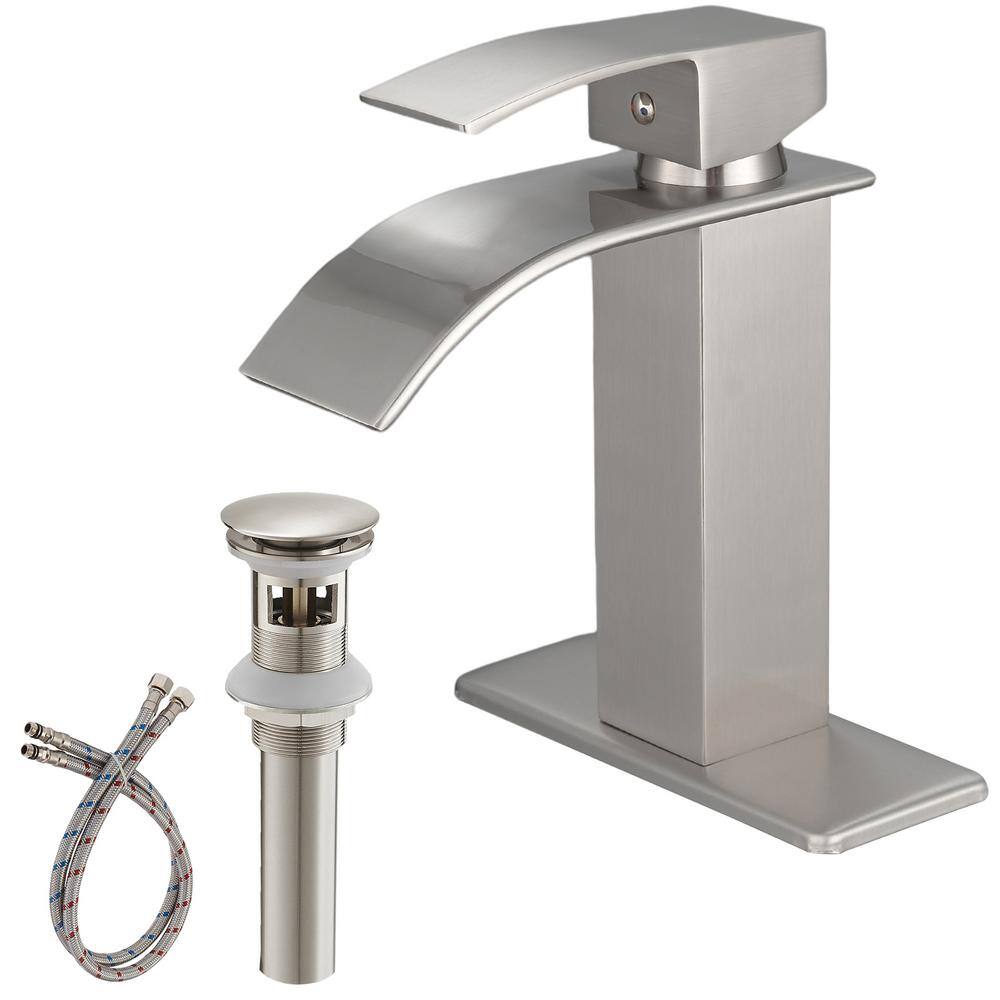 Dimakai Waterfall Single Hole Single-Handle Low-Arc Bathroom Faucet ...
