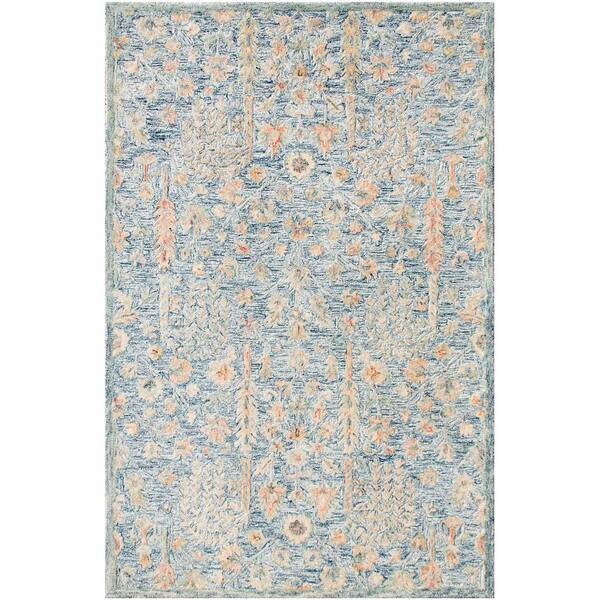 Valerie Blue/Ivory 5 ft. x 7 ft. 9 in. Abstract Floral Wool Indoor Area ...